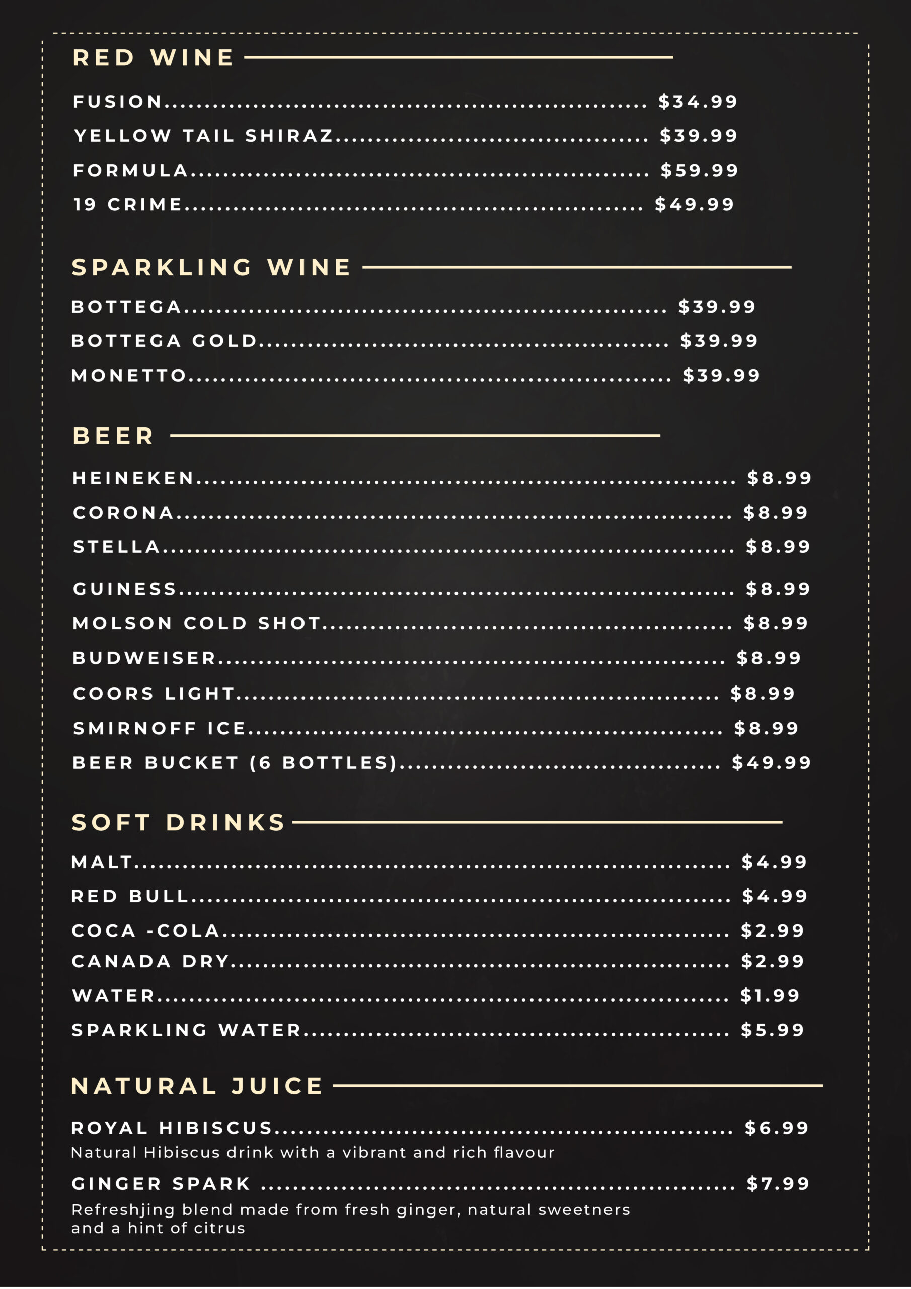 Drinks Menu – The Icon Lounge
